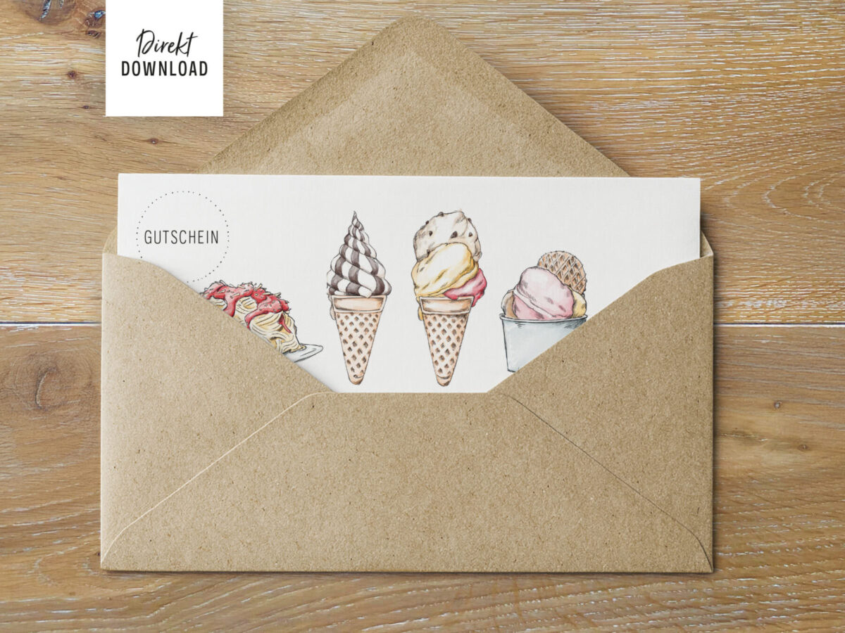 Stilvolle Gutschein Eis Essen Basteln Bild